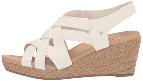 Dr. Scholl's Shoes Women's Everlasting Espadrille Wedge Sandal, White Smooth, 7