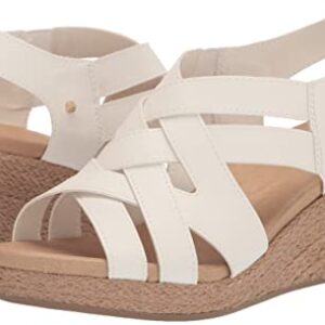 Dr. Scholl's Shoes Women's Everlasting Espadrille Wedge Sandal, White Smooth, 7