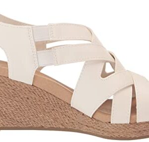 Dr. Scholl's Shoes Women's Everlasting Espadrille Wedge Sandal, White Smooth, 7