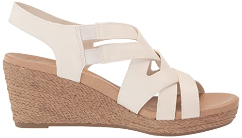 Dr. Scholl's Shoes Women's Everlasting Espadrille Wedge Sandal, White Smooth, 7