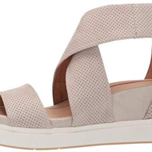 Dr. Scholl's Shoes Women's Sheena Wedge Sandal, Oyster Microfiber Perforated, 8 M US