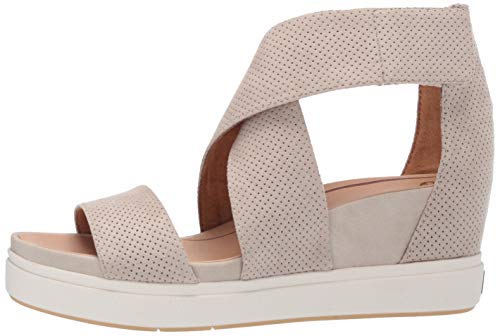 Dr. Scholl's Shoes Women's Sheena Wedge Sandal, Oyster Microfiber Perforated, 8 M US