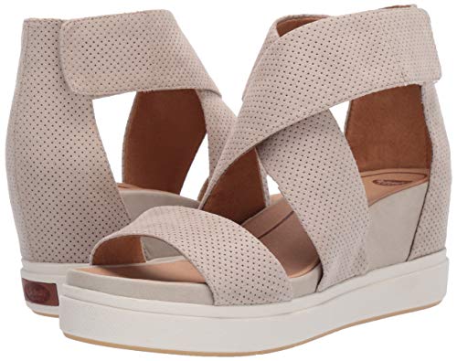 Dr. Scholl's Shoes Women's Sheena Wedge Sandal, Oyster Microfiber Perforated, 8 M US