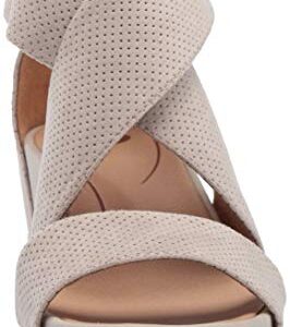 Dr. Scholl's Shoes Women's Sheena Wedge Sandal, Oyster Microfiber Perforated, 8 M US