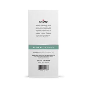 Cremo Silver Water & Birch Cologne Spray, A Crisp Scent with Notes of Forest Moss, Lavender and White Birch, 3.4 Fl Oz