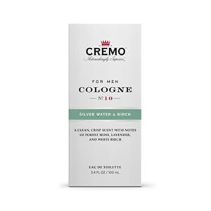 Cremo Silver Water & Birch Cologne Spray, A Crisp Scent with Notes of Forest Moss, Lavender and White Birch, 3.4 Fl Oz