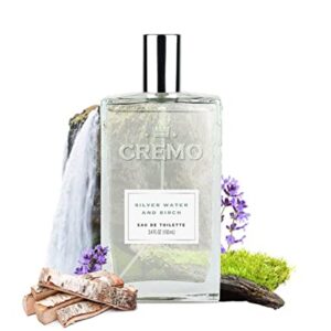 Cremo Silver Water & Birch Cologne Spray, A Crisp Scent with Notes of Forest Moss, Lavender and White Birch, 3.4 Fl Oz