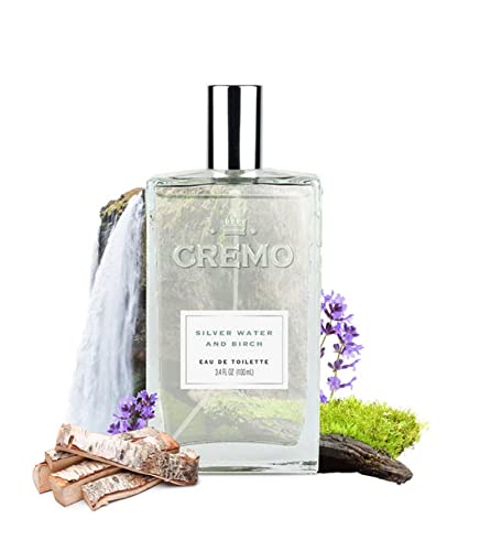 Cremo Silver Water & Birch Cologne Spray, A Crisp Scent with Notes of Forest Moss, Lavender and White Birch, 3.4 Fl Oz