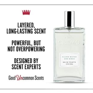 Cremo Silver Water & Birch Cologne Spray, A Crisp Scent with Notes of Forest Moss, Lavender and White Birch, 3.4 Fl Oz