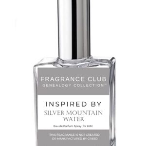 Fragrance Club Genealogy Collection Inspired by Silver Mountain Water for Him, 1.7 oz. EDP, Mens fragrance with Bergamot, Sandalwood, Musk is comparable to Silver Mountain Water by Creed.