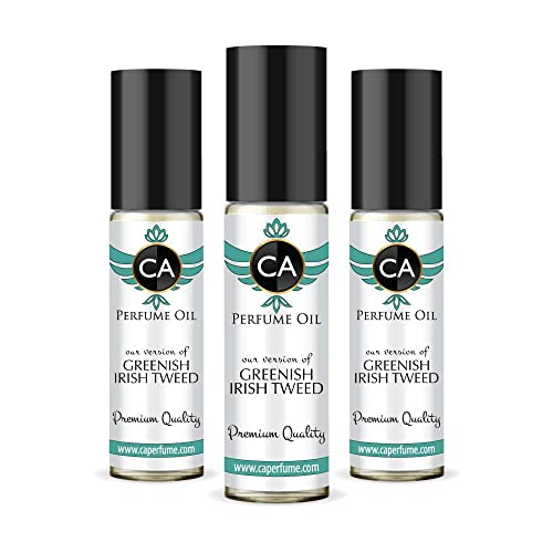 CA Perfume Impression of Greenish Irish Tweed For Men Replica Fragrance Body Oil Dupes Alcohol-Free Essential Aromatherapy Sample Travel Size Concentrated Long Lasting Attar Roll-On 0.3 Fl Oz-X3