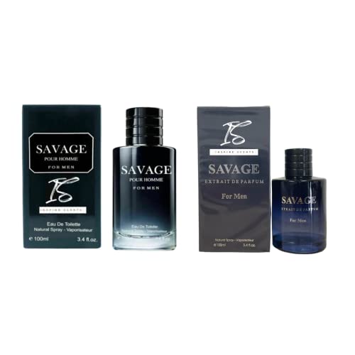 INSPIRE SCENTS Savage for Men - 3.4 Oz Men's Extrait De Parfum Spray + Savage Cologne for Men Warm Masculine Scent for Daily Use Men's Casual Cologne 3.4oz Fluid Ounce/100ml each (Pack of 2)