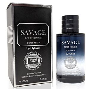 hybrid & company savage cologne for men eau de toilette natural spray masculine scent 3.4 fl oz