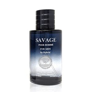 Hybrid & Company Savage Cologne for Men Eau De Toilette Natural Spray Masculine Scent 3.4 Fl Oz