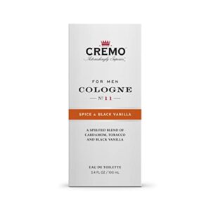 Cremo Spice & Black Vanilla Cologne Spray, An Explosion of Vibrant Spices, Tobacco and Black Vanilla, 3.4 Fl Oz