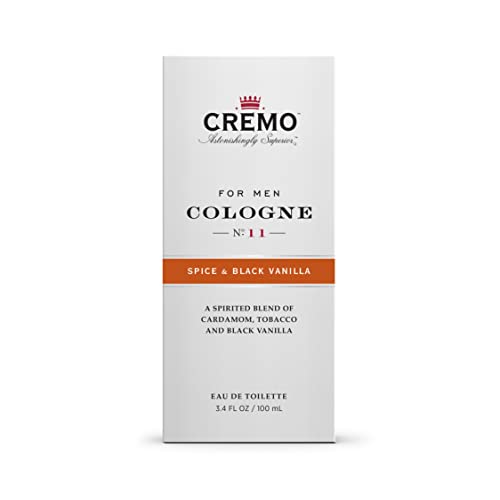 Cremo Spice & Black Vanilla Cologne Spray, An Explosion of Vibrant Spices, Tobacco and Black Vanilla, 3.4 Fl Oz