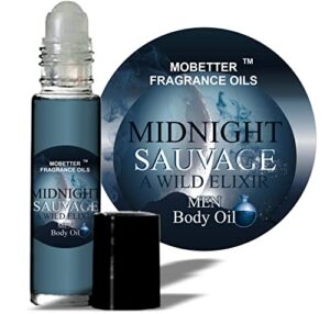 mobetter fragrance oils midnight sauvage a wild elixir men cologne body oil 1/3 oz roll on glass bottle