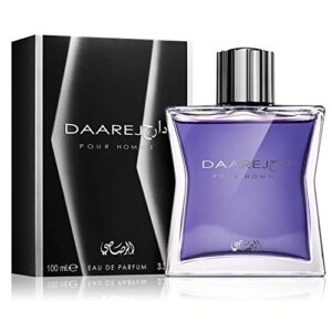 Daarej for Men EDP - Eau De Parfum 100ML (3.4 oz) | Oriental Fragrance for every Occasion | Enchanting Patchouli, Sandalwood with Subtle Essence of Vanilla and Rose | Elegant bottle | by Rasasi