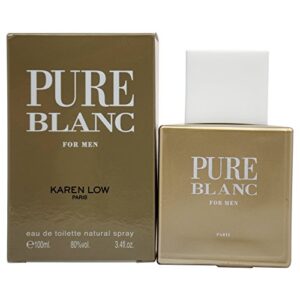 karen low pure blanc eau de toilette spray for men, 3.4 ounce