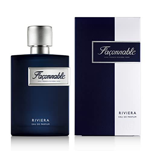 Faconnable Riviera Eau de Parfum for Men, Woody & Aromatic scent, 3 Fl Oz