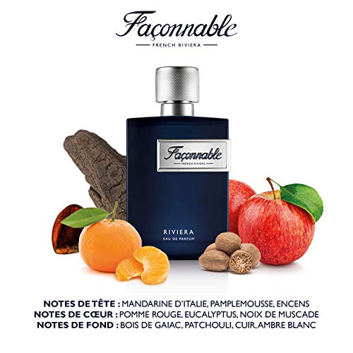 Faconnable Riviera Eau de Parfum for Men, Woody & Aromatic scent, 3 Fl Oz