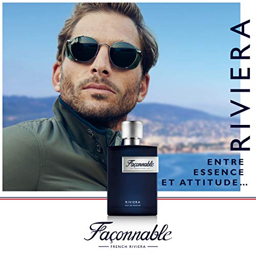 Faconnable Riviera Eau de Parfum for Men, Woody & Aromatic scent, 3 Fl Oz