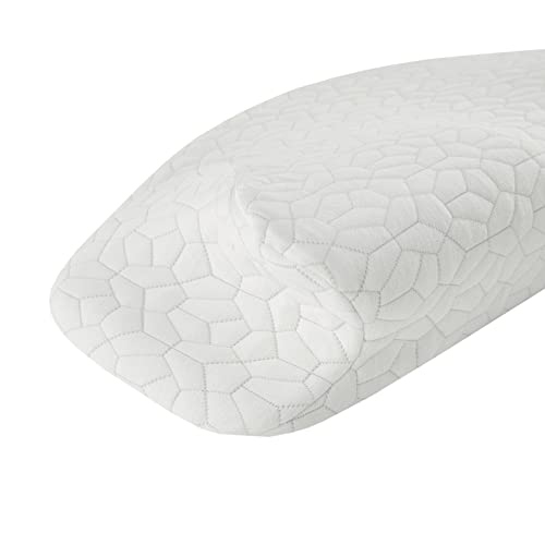 Sleep Philosophy Angel Winged Contour Cervical Memory Foam Pillow, for Back Stomach, Ergonomic Neck Support with Super Soft Removable Rayon from Bamboo Cover White, 27.5" L x 13" W x 4.5" H