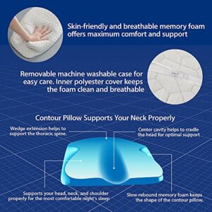 Sleep Philosophy Angel Winged Contour Cervical Memory Foam Pillow, for Back Stomach, Ergonomic Neck Support with Super Soft Removable Rayon from Bamboo Cover White, 27.5" L x 13" W x 4.5" H