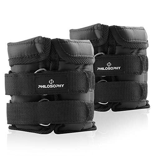 Philosophy Gym 10 LB Adjustable Ankle Wrist Weights Pair, Arm Leg Weight Straps Set, 5 LB each with Removable Weights