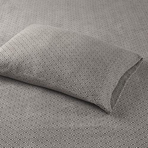 Sleep Philosophy True North Micro Fleece Bed Sheet Set, Warm, Sheets with 14" Deep Pocket, for Cold Season Cozy Sheet-Set, Matching Pillow Case, Full, Grey Diamond, 4 Piece