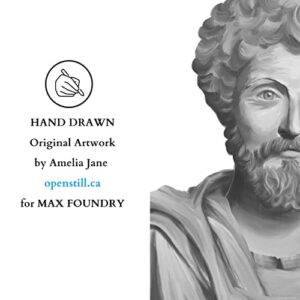 MAXFOUNDRY Marcus Aurelius Portrait & Quote Art Print, Philosophy Gift for Stoic, Motivational Gift Words of Wisdom, Positive Affirmation, Stoicism Art 8x10 / 20x25 cm