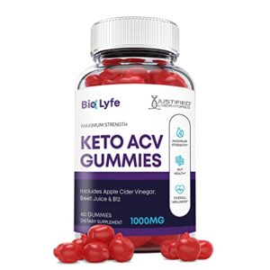 justified laboratories bio lyfe keto acv gummies 1000mg with pomegranate juice beet root b12 60 gummys