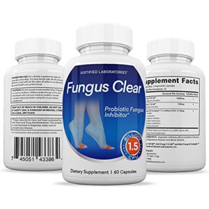 Justified Laboratories (2 Pack) Fungus Clear Pills 1.5 Billion CFU Probiotic Supports Strong Healthy Natural Clear Nails Plus Eliminates Fungus 120 Capsules