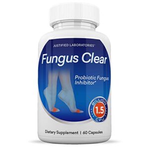 Justified Laboratories (2 Pack) Fungus Clear Pills 1.5 Billion CFU Probiotic Supports Strong Healthy Natural Clear Nails Plus Eliminates Fungus 120 Capsules