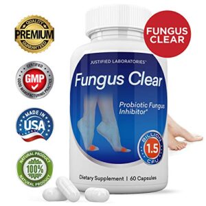 Justified Laboratories (2 Pack) Fungus Clear Pills 1.5 Billion CFU Probiotic Supports Strong Healthy Natural Clear Nails Plus Eliminates Fungus 120 Capsules