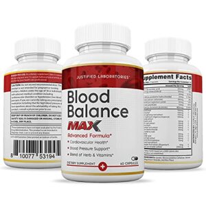 Justified Laboratories (2 Pack) Blood Balance Max 1295MG Formula All Natural Supplement Pills 120 Capsules