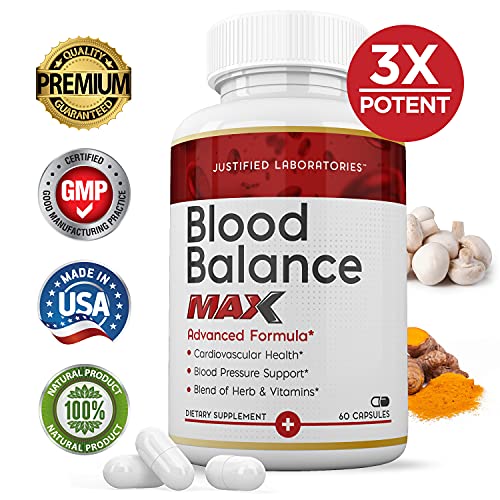 Justified Laboratories (2 Pack) Blood Balance Max 1295MG Formula All Natural Supplement Pills 120 Capsules