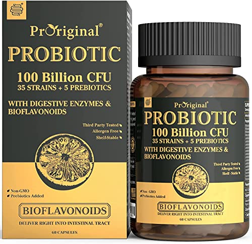 Probiotics with Prebiotics for Men and Women - 35 Strains Organic Probiotic 100 Billion CFU for Gut & Digestive Health, Vegan Acidophilus Probiotic Supplement, Non-GMO Raw Probiotic 60 Capsules