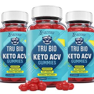 Justified Laboratories (3 Pack) Tru Bio Keto Gummies 1000MG ACV with Pomegranate Juice Beet Root B12 180 Gummys