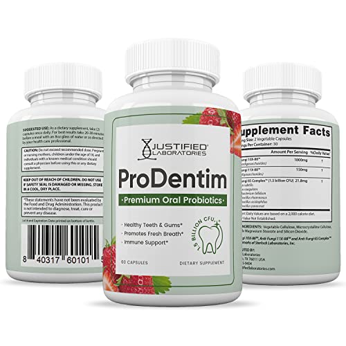 Prodentim 1.5 Billion CFU Oral Probiotic Supports Strong Healthy Gums Teeth Bad Breath 60 Capsules