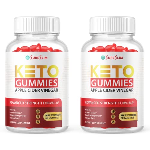 Sure Slim Keto Gummies - Vegan, Non GMO - Sure Slim ACV Keto Gummies with Apple Cider Vinegar, Sureslim Keto Gummies with ACV for Ketosis, Advanced Formula Ketogenic (2 Pack)