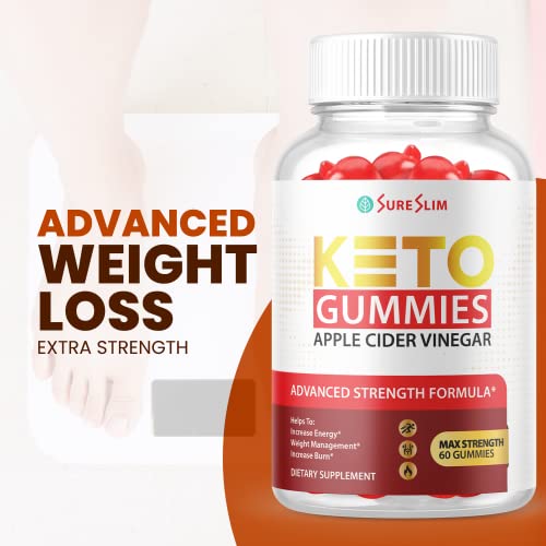 Sure Slim Keto Gummies - Vegan, Non GMO - Sure Slim ACV Keto Gummies with Apple Cider Vinegar, Sureslim Keto Gummies with ACV for Ketosis, Advanced Formula Ketogenic (2 Pack)