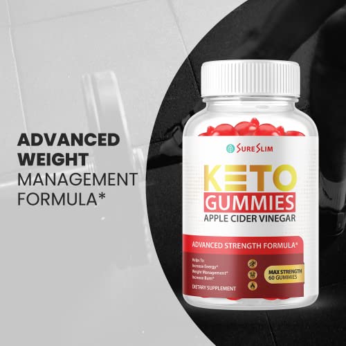 Sure Slim Keto Gummies - Vegan, Non GMO - Sure Slim ACV Keto Gummies with Apple Cider Vinegar, Sureslim Keto Gummies with ACV for Ketosis, Advanced Formula Ketogenic (2 Pack)