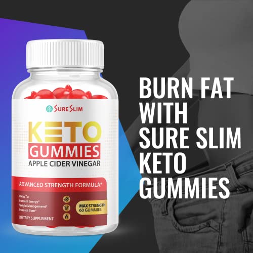 Sure Slim Keto Gummies - Vegan, Non GMO - Sure Slim ACV Keto Gummies with Apple Cider Vinegar, Sureslim Keto Gummies with ACV for Ketosis, Advanced Formula Ketogenic (2 Pack)