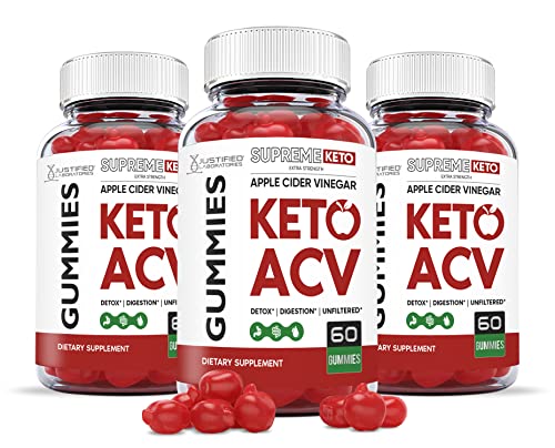 Justified Laboratories (3 Pack) Supreme Keto ACV Gummies 1000MG with Pomegranate Juice Beet Root B12 180 Gummys