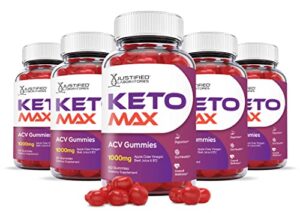 justified laboratories (5 pack) keto max acv gummies 1000mg with pomegranate juice beet root b12 300 gummys