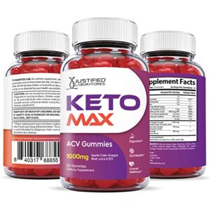 Justified Laboratories (5 Pack) Keto Max ACV Gummies 1000MG with Pomegranate Juice Beet Root B12 300 Gummys