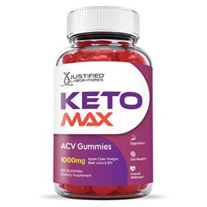 Justified Laboratories (5 Pack) Keto Max ACV Gummies 1000MG with Pomegranate Juice Beet Root B12 300 Gummys