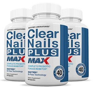 (3 pack) clear nails plus max pills 40 billion cfu probiotic supports strong healthy hair skin nails 180 capsules