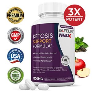 (3 Pack) Safeline Keto Max 1200MG Pills Ketogenic Supplement Includes goBHB Apple Cider Vinegar Macadamia Nut Oil and Green Tea Advanced Ketosis Support for Men Women 180 Capsules